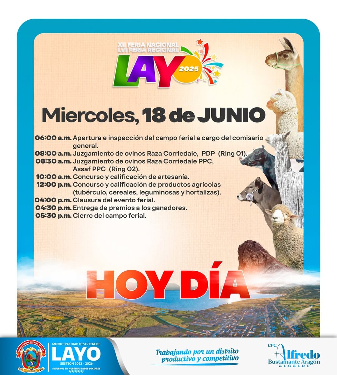 “𝐕𝐢𝐯𝐞 𝐋𝐚𝐲𝐨, 𝐬𝐢𝐞𝐧𝐭𝐞 𝐬𝐮 𝐟𝐞𝐫𝐢𝐚” - Municipalidad Distrital de Layo